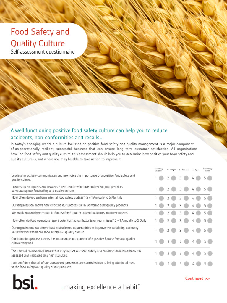 Foodsafety Quality Culture Questionnaire Uk | PDF | Safety | Food Safety