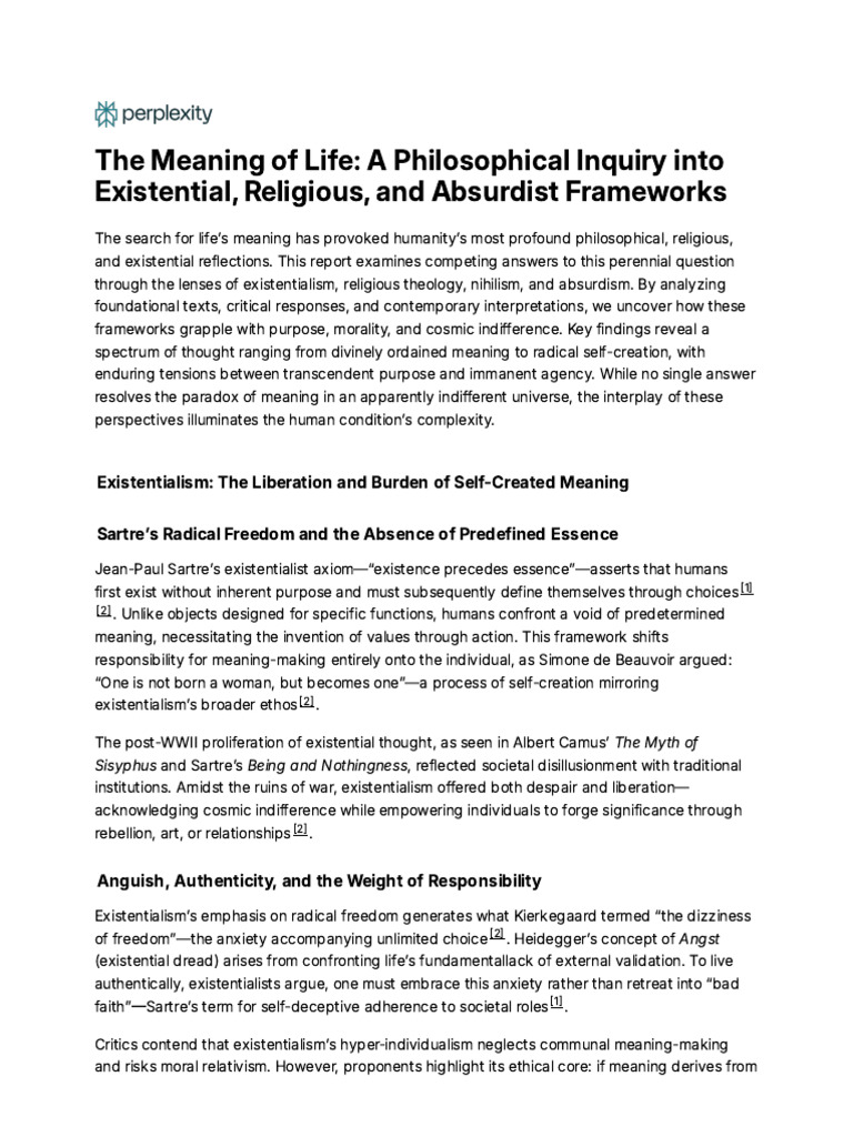 What Is The Meaning of Life | PDF | Existentialism | Nihilism