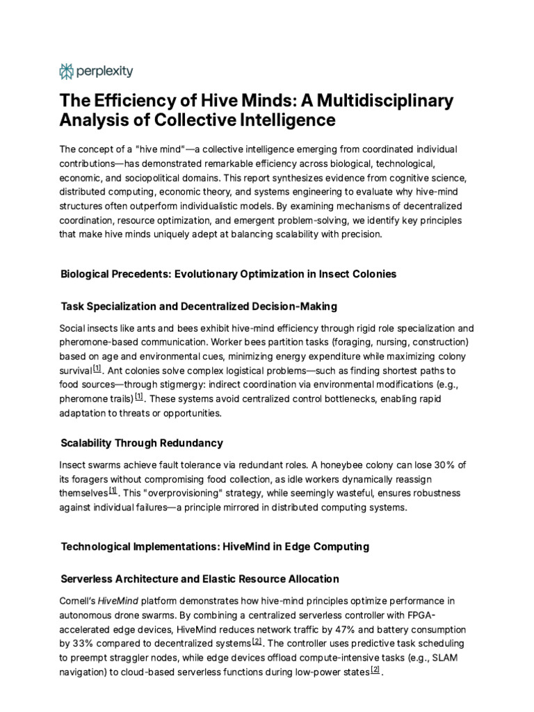 Hive Minds: Efficiency and Intelligence | PDF | Collective Intelligence ...