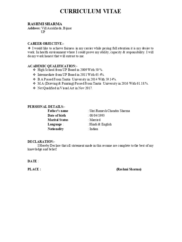 Rashmi Sharma's CV | PDF