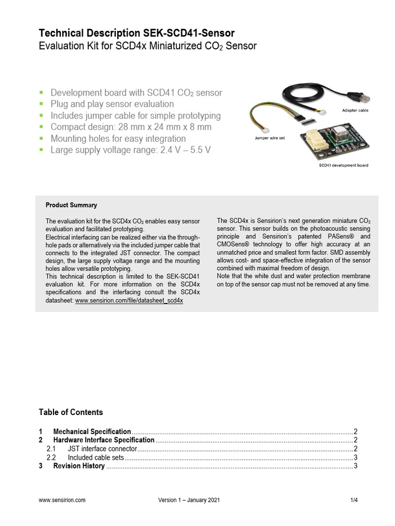 Sensirion CO2 Sensors SEK-SCD41 Technical Description 1 | PDF | Electrostatic Discharge ...