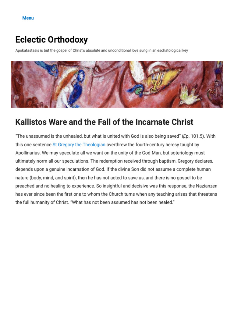 Kallistos Ware and The Fall of The Incarnate Christ - Eclectic ...