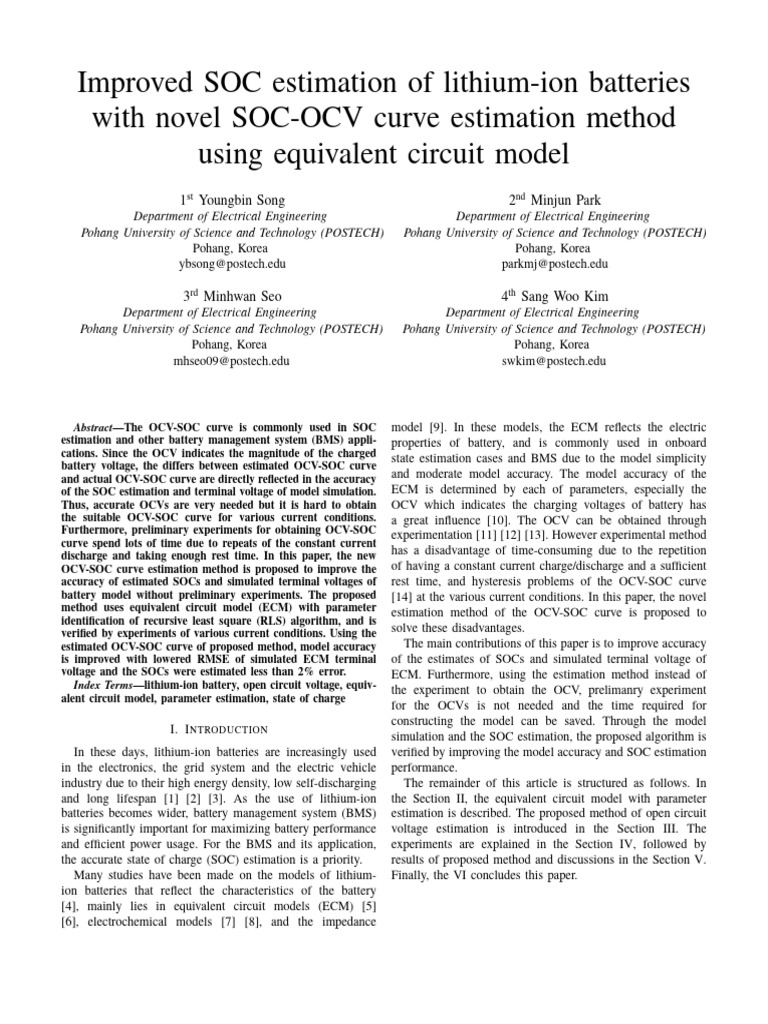 Improved SOC Estimation of Lithium-Ion Batteries With Novel SOC-OCV ...