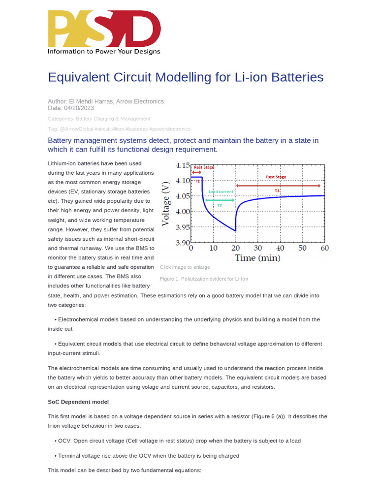 Equivalent Circuit Modelling For Li Ion Batteries | PDF | Lithium Ion Battery | Electrical Impedance