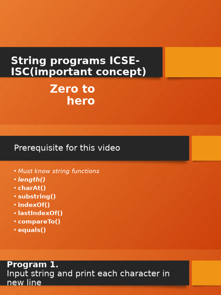 String Programs for ICSE-ISC Students | PDF
