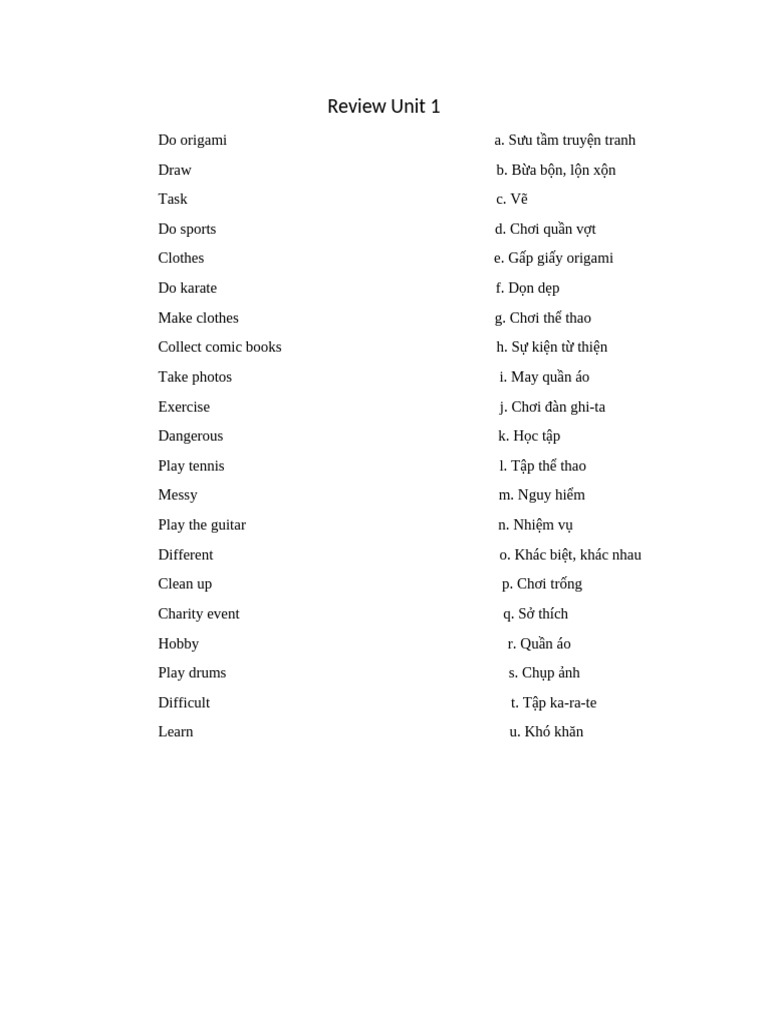 Review Unit 1 | PDF
