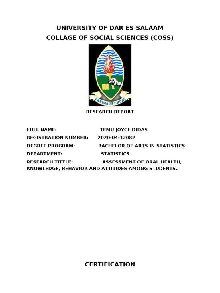 University of Dar Es Salaam | PDF | Oral Hygiene | Human Tooth