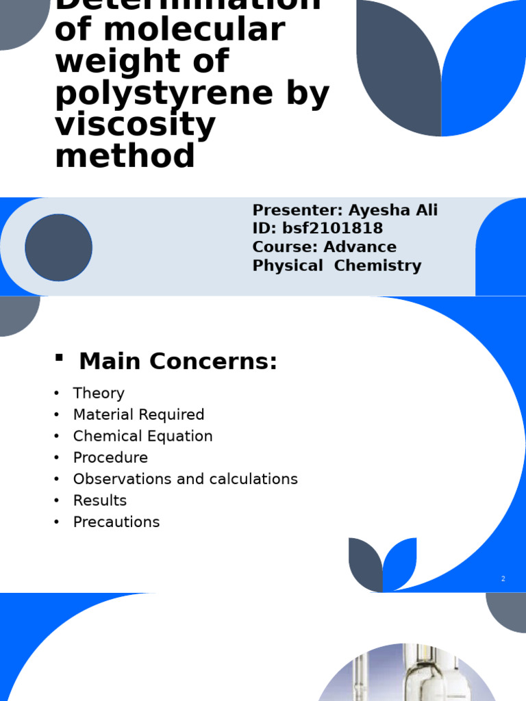 Determination of Molecular Weight of Polystyrene by Viscosity | PDF ...
