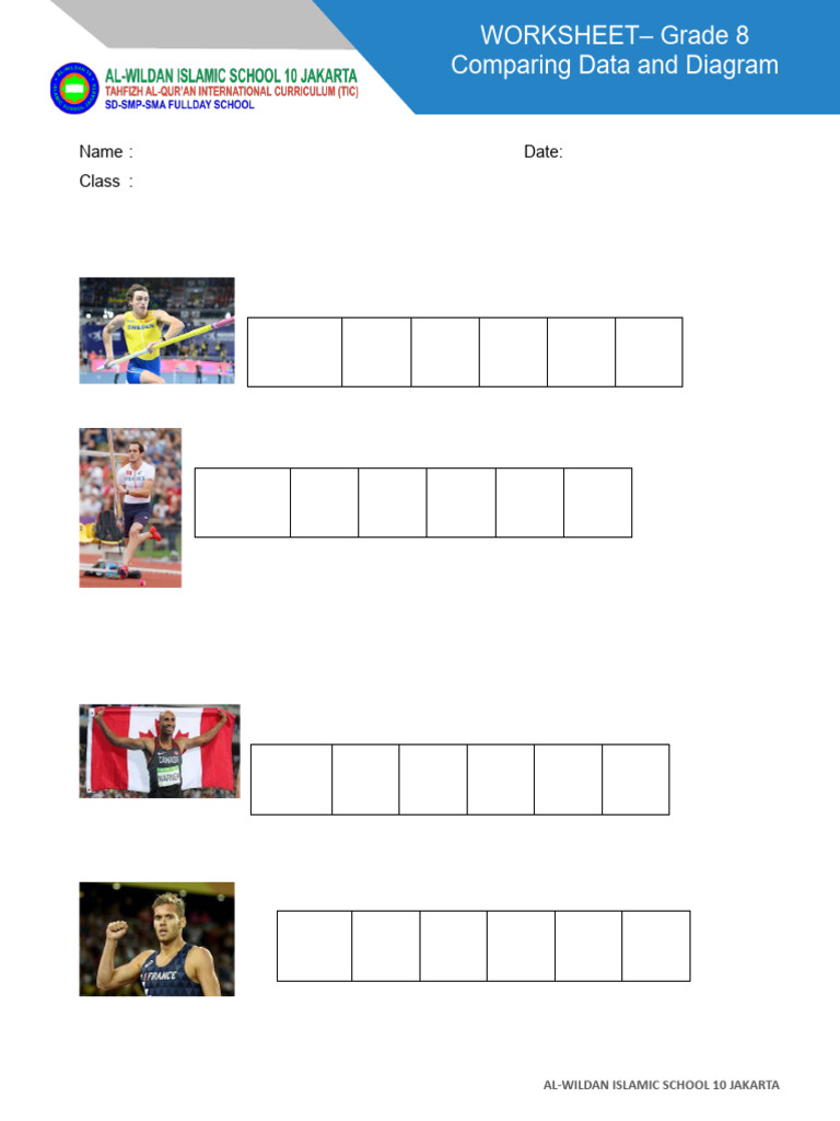 WORKSHEET COMPARING DATA AND DIAGRAM GRADE 8[Luthfi] | PDF
