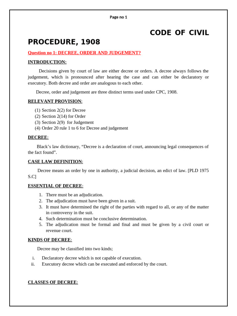 Decree, Order and Judgment | PDF | Res Judicata | Lawsuit