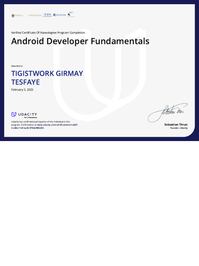 TG Android Developement Certificate | PDF
