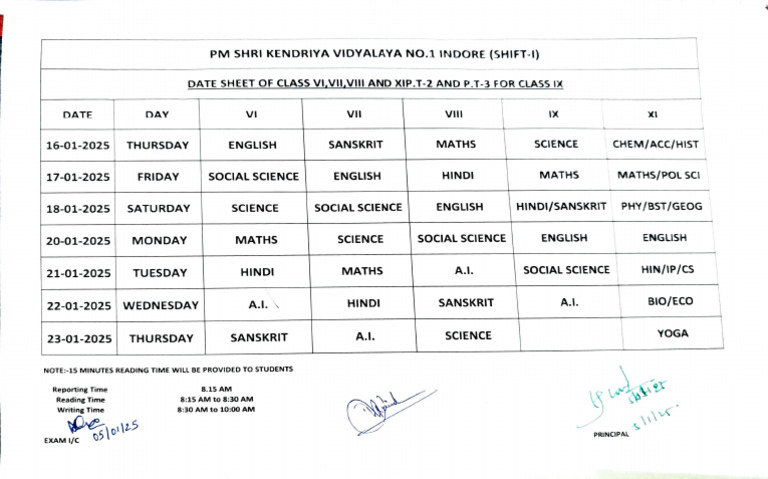 Time Table For Pt-2 and Pt-3 | PDF