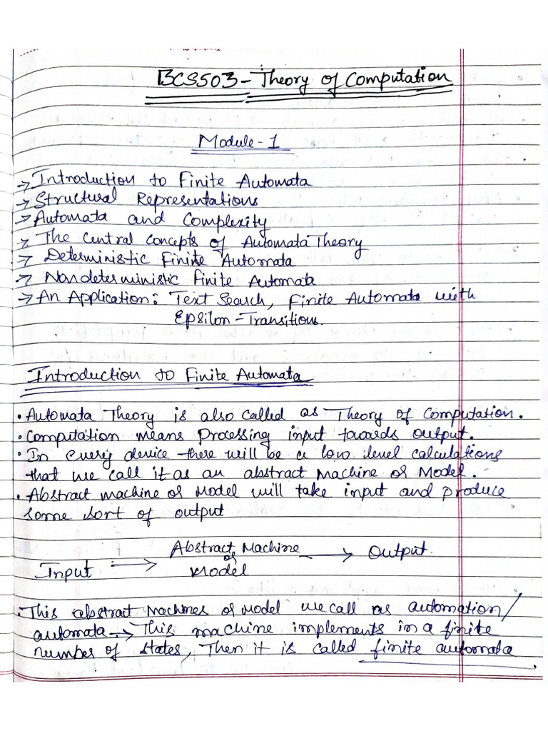 Toc Module-1 Hand Written Notes | PDF