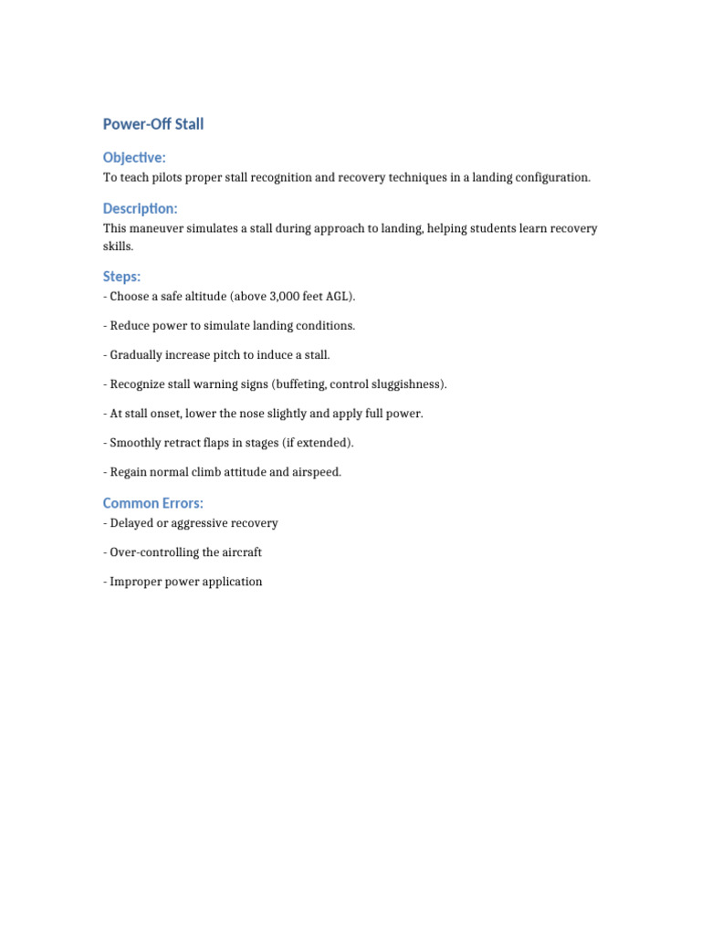 Power Off Stall | PDF