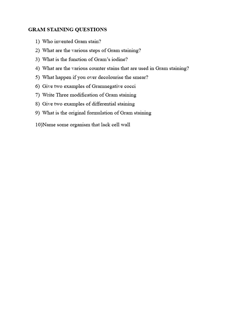 Gram Staining Questions | PDF