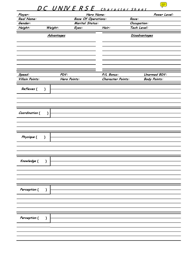 DC Universe - Character Sheet by JuanBC - RPG Sheets | PDF
