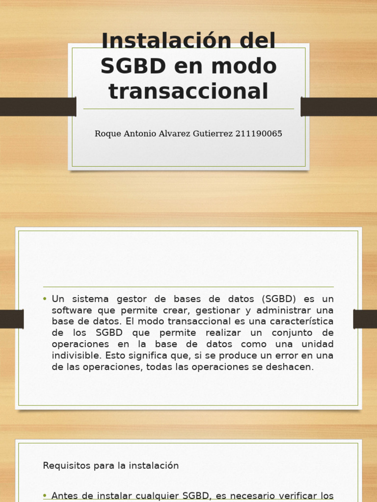 Instalación SGBD en Modo Transaccional | PDF | Archivo de computadora | Bases de datos