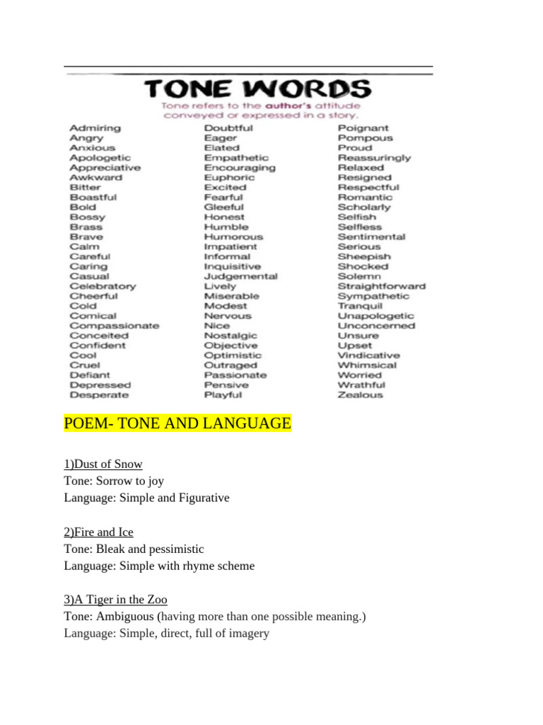 Poem-Tone and Language | PDF