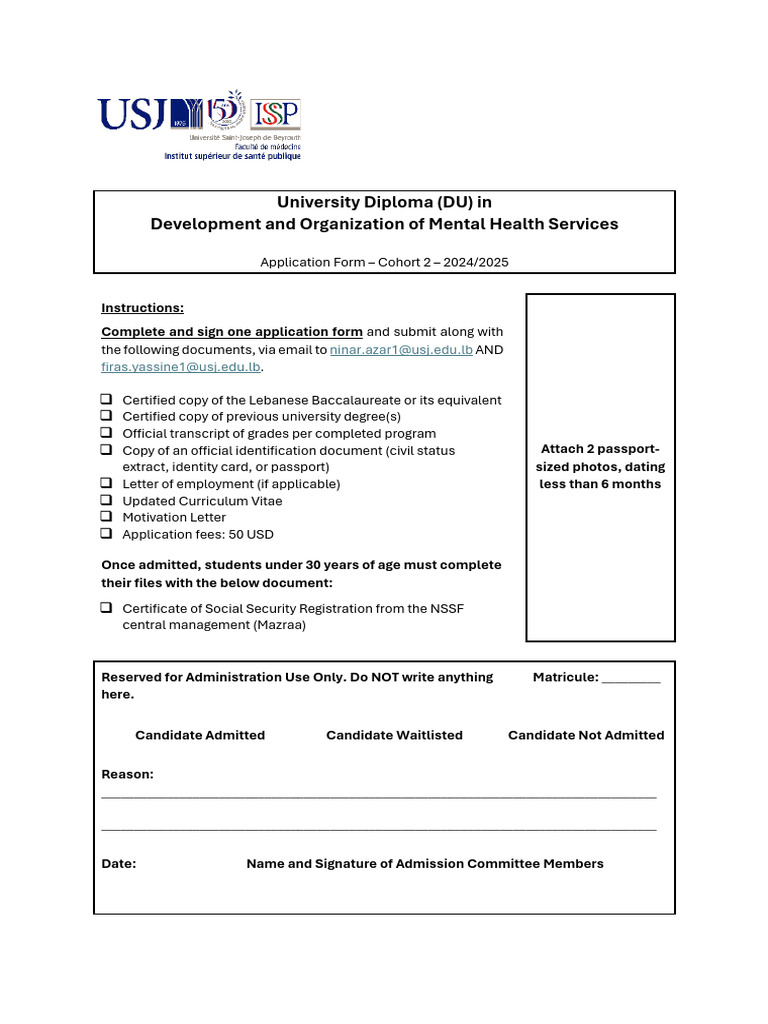 DU Mental Health - 2024 - Application Form | PDF | Identity Document