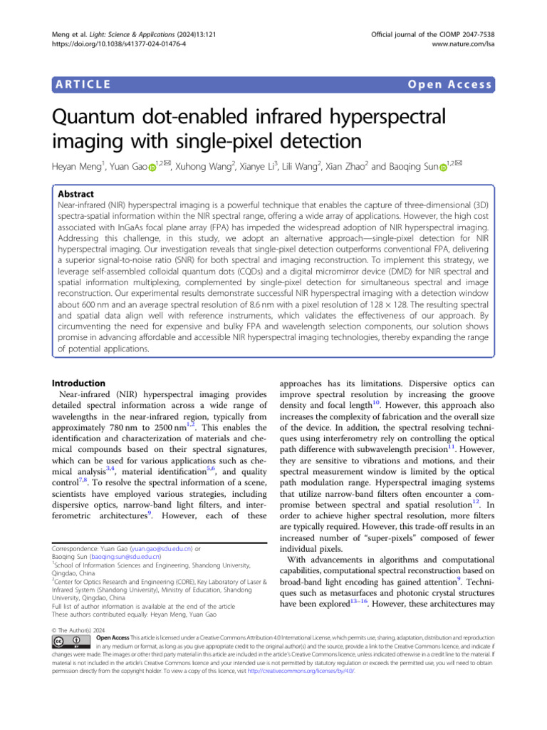 Wide-Field Mid-Infrared Hyperspectral Imaging Beyond Video Rate | PDF | Infrared | Absorption ...