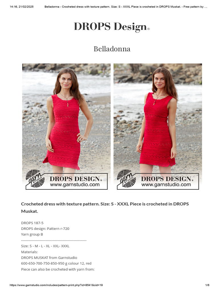 Belladonna - Crocheted Dress With Texture Pattern. Size - S - XXXL ...