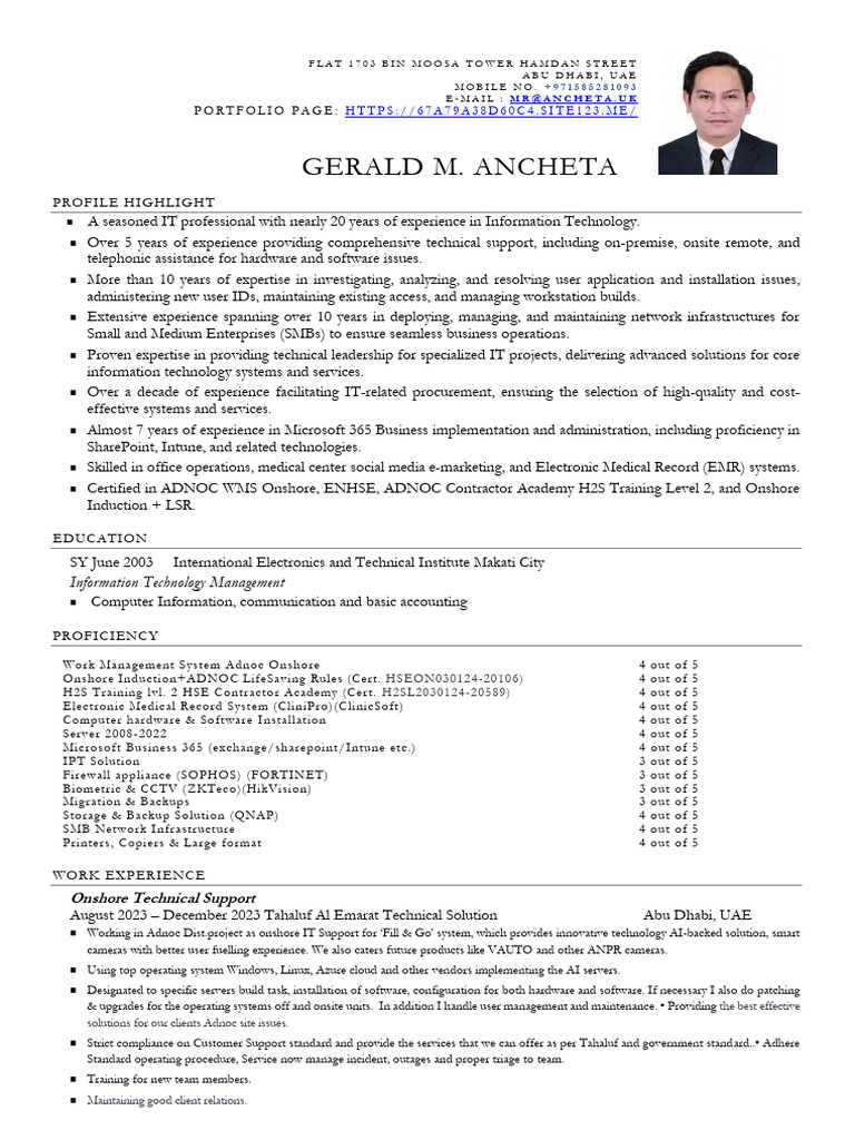 Resume Gerald Ancheta | PDF | Computer Network | Server (Computing)