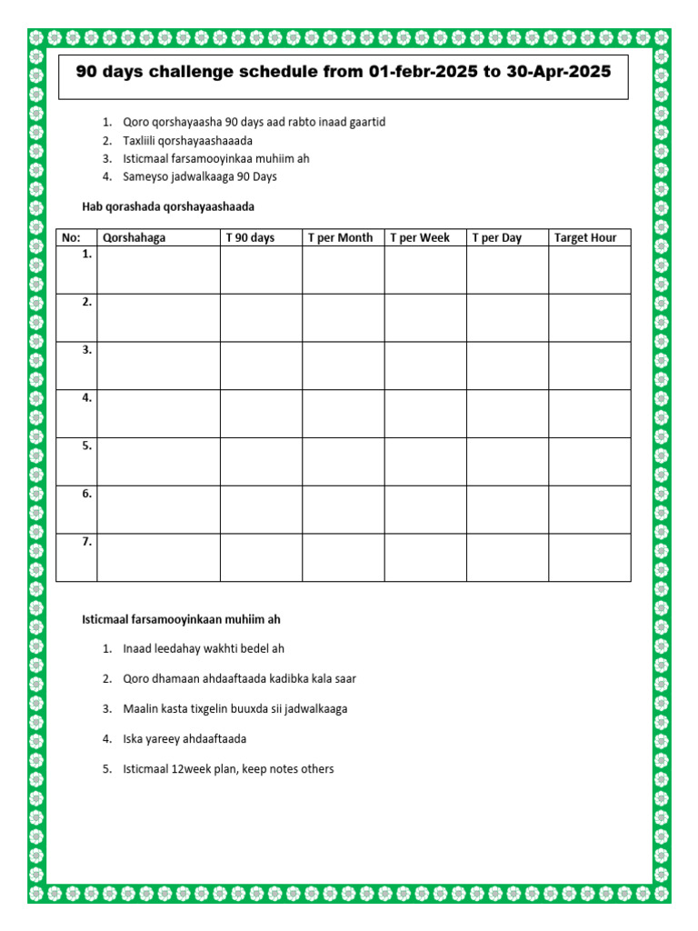 90 Days Challenge Tracker and Planner | PDF