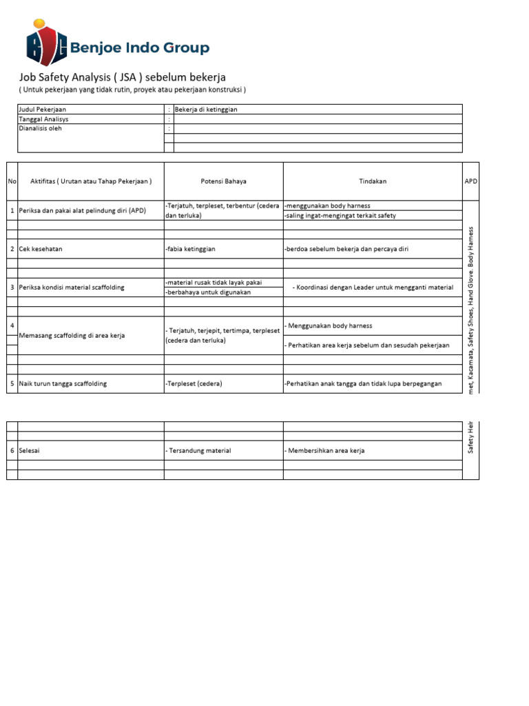 JSA - Scaffolding (Posco Project) | PDF