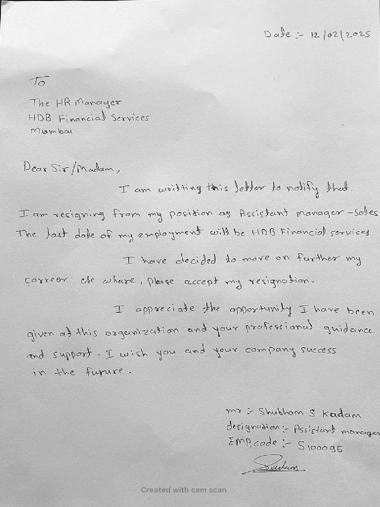 Resignation Latter | PDF