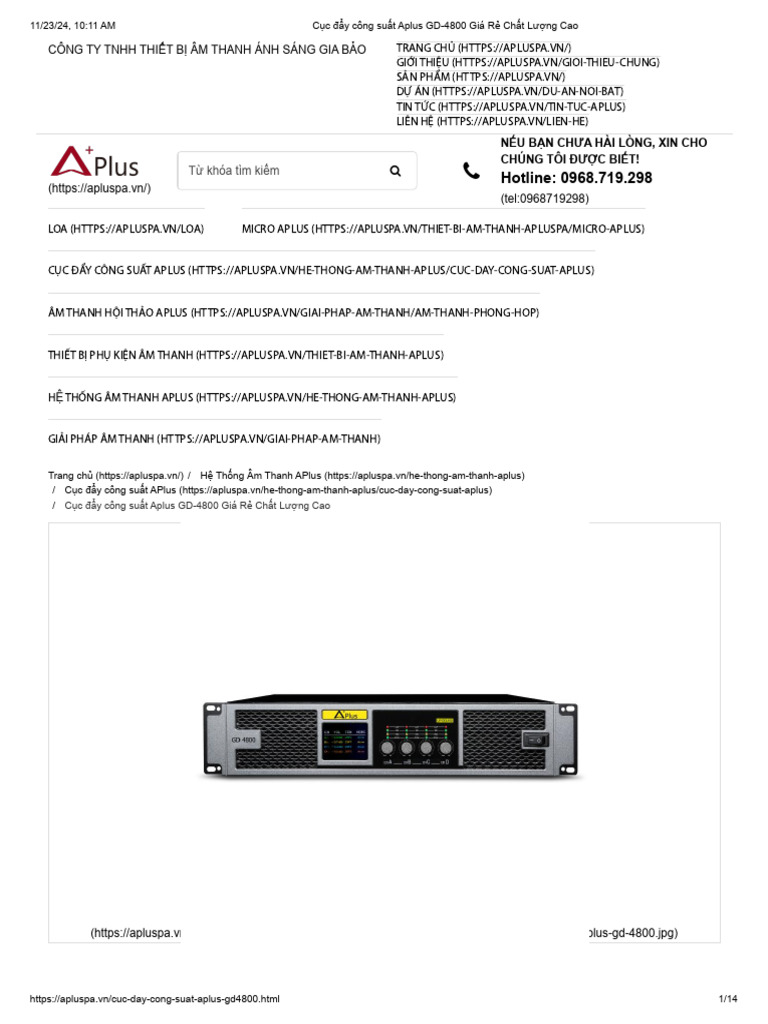 2311. Cục đẩy công suất Aplus GD-4800 | PDF