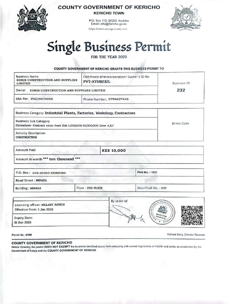 Edris Business Permit | PDF