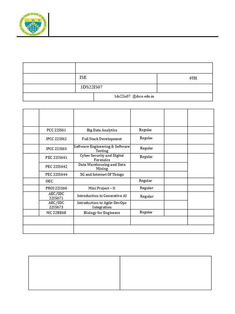 BDA 5th Sem Exam Registration Details | PDF | Information And ...