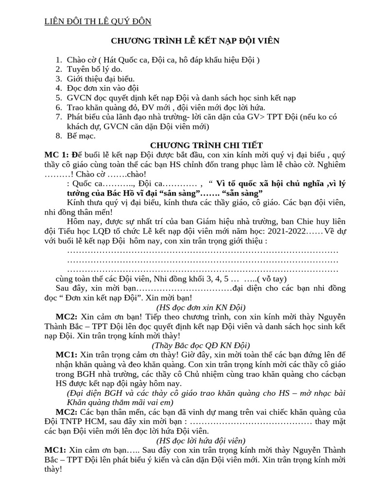 CHUONG TRINH KET NAP DOI VIEN 221.222 | PDF