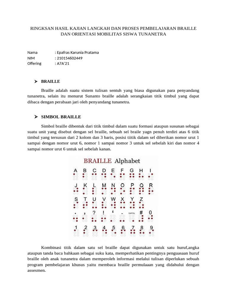 Ringkasan Huruf Braille | PDF