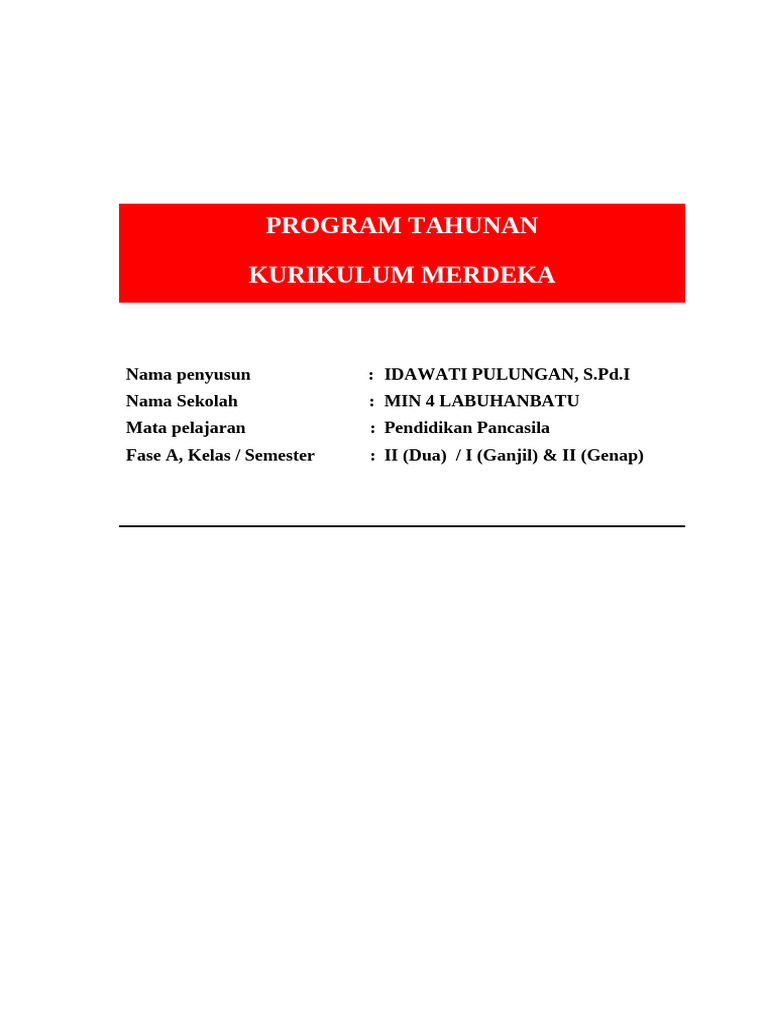 Prota PPKN Kelas 2 Kurmer | PDF