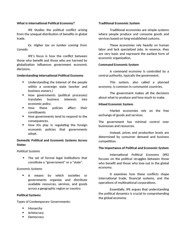 What Is International Political Economy | PDF | Capitalism | Mercantilism