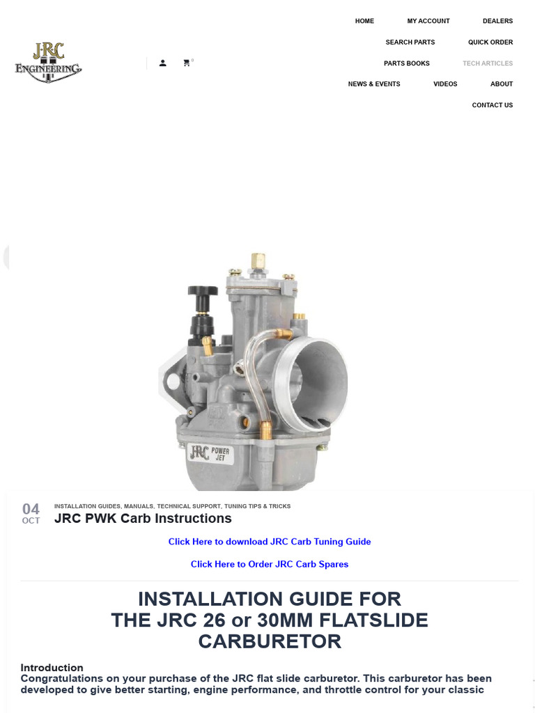 CARB JRC PWK Carb Instructions - JRC Engineering, Inc | PDF | Carburetor | Nut (Hardware)