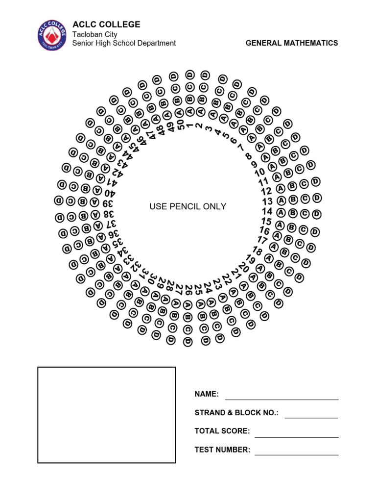 GENMATH-ANSWER-SHEET | PDF