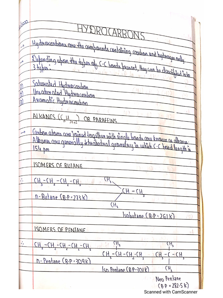 Hydrocarbons Notes | PDF
