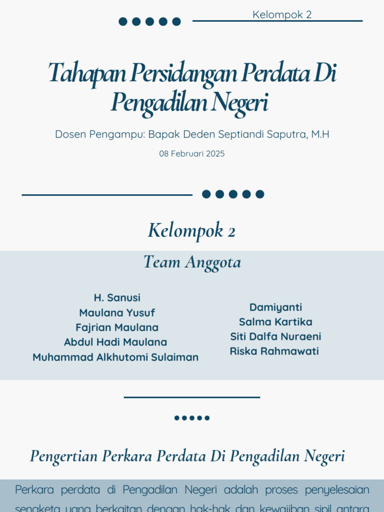 Kel-2Tahapan Persidangan Perdata Di PN - 20250205 - 140842 - 0000 | PDF