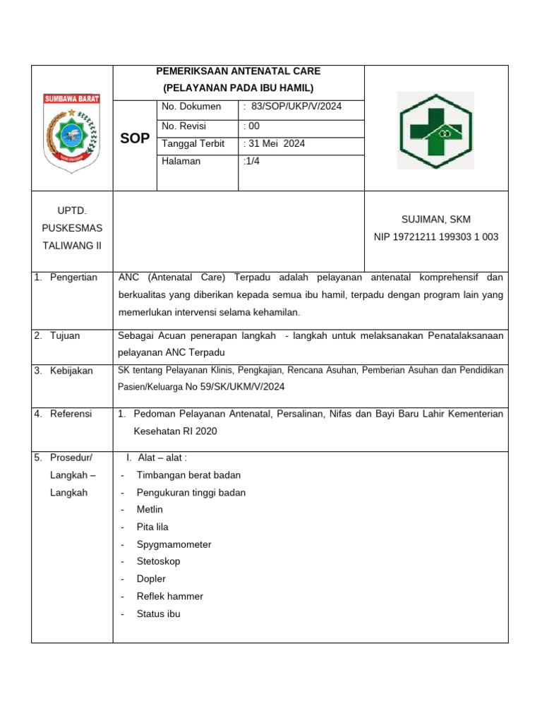 Sop Pelayanan Anc | PDF