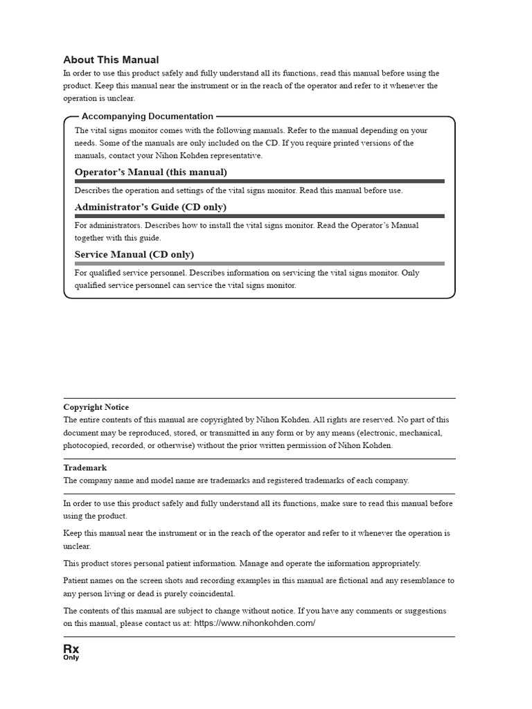 About This Manual: Operator's Manual (This Manual) Administrator's ...