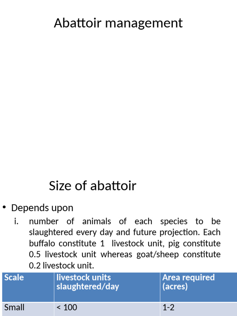Abattoir Management Guidelines and Design | PDF | Slaughterhouse ...