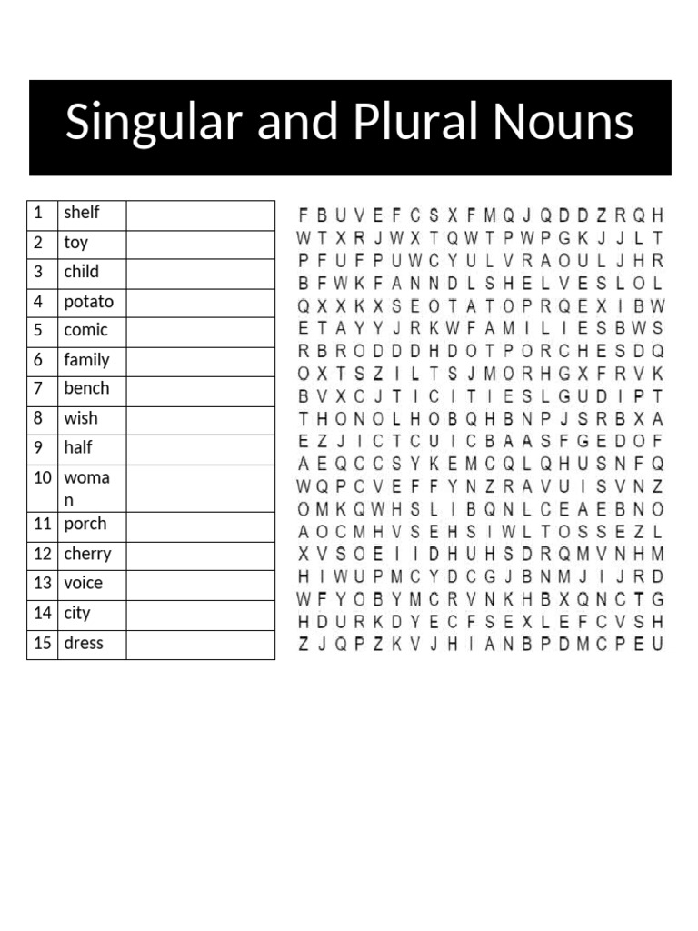 Plural Noun Word Search | PDF