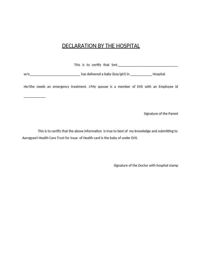 Doctor Declaration Form | PDF