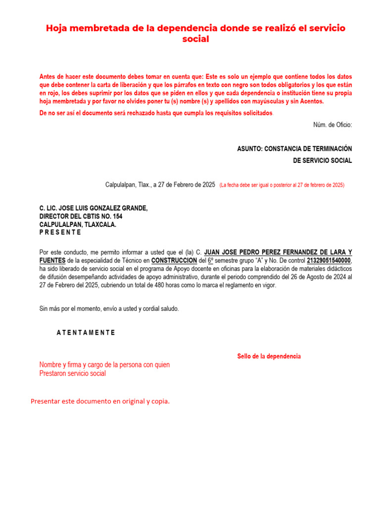 EJEMPLO CARTA DE LIBER 25.docx | PDF