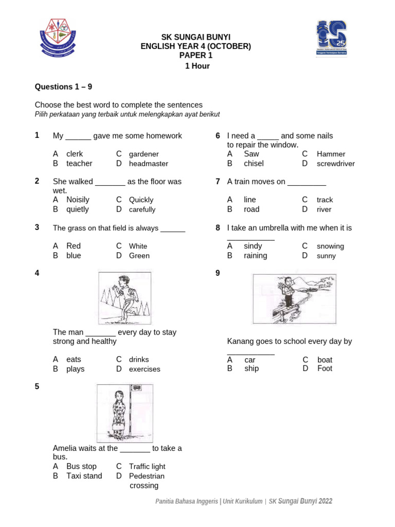 English Y4 Paper 1 Oct 2022 | PDF | Plants | Flowers