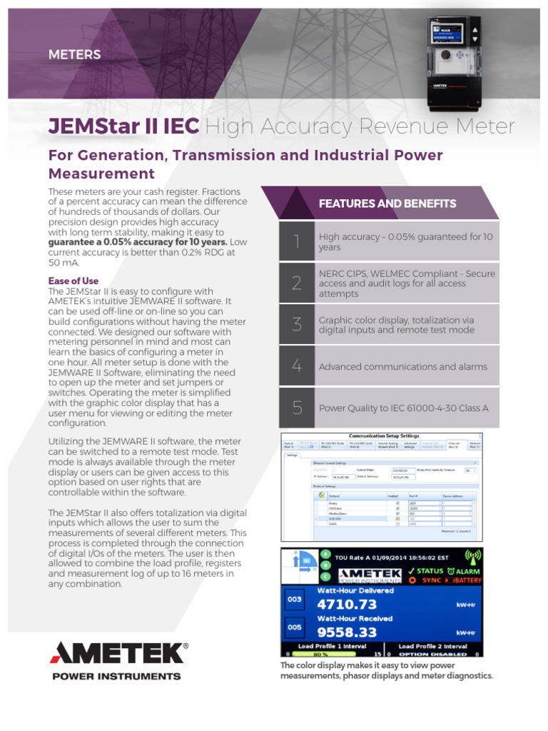 JEMStar II - IEC Electricity Meter - Data Sheet - R.11-2023 | PDF ...