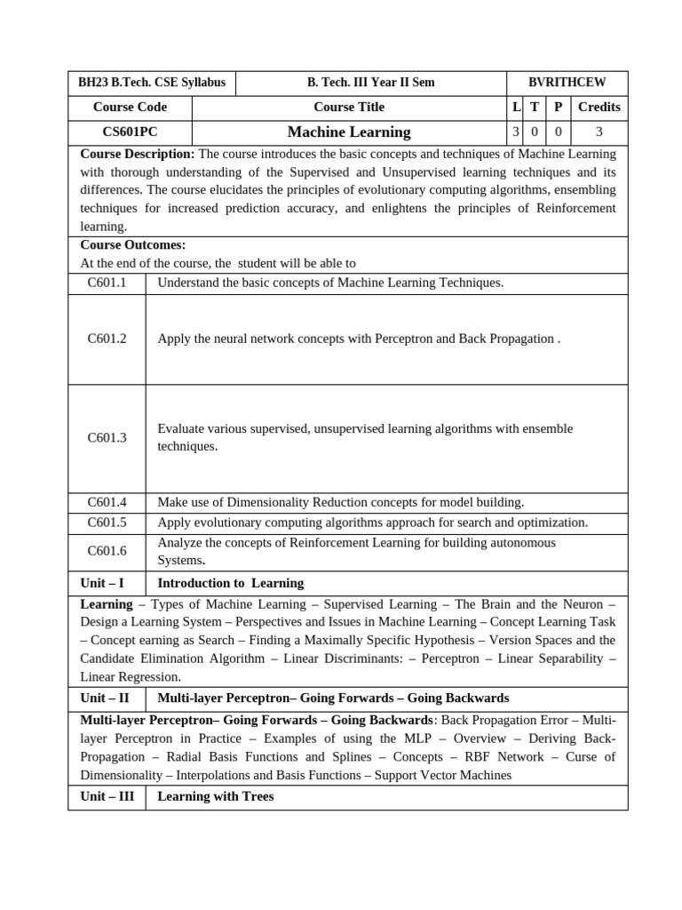 BH23 III-II Syllabus-Final | PDF | Automata Theory | Machine Learning