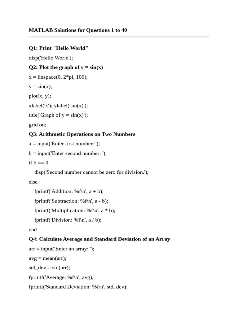 Matlab Practicals | PDF | Mathematical Analysis | Mathematics